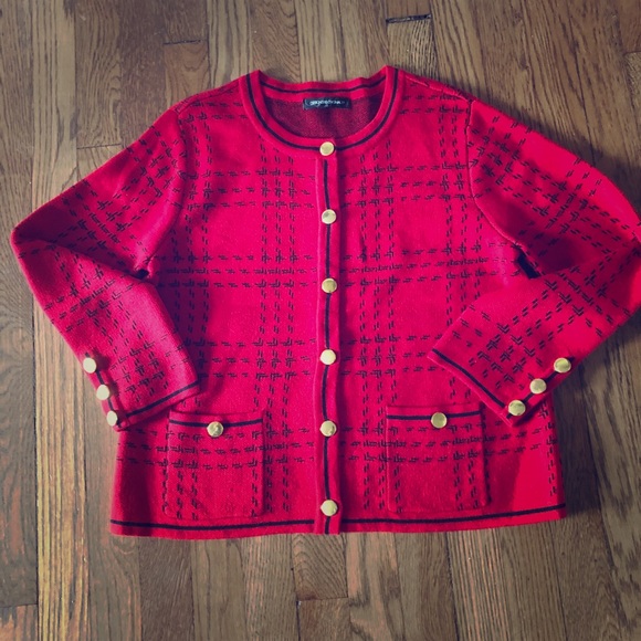 Designers Originals | Sweaters | Red Sweater With Gold Buttons | Poshmark